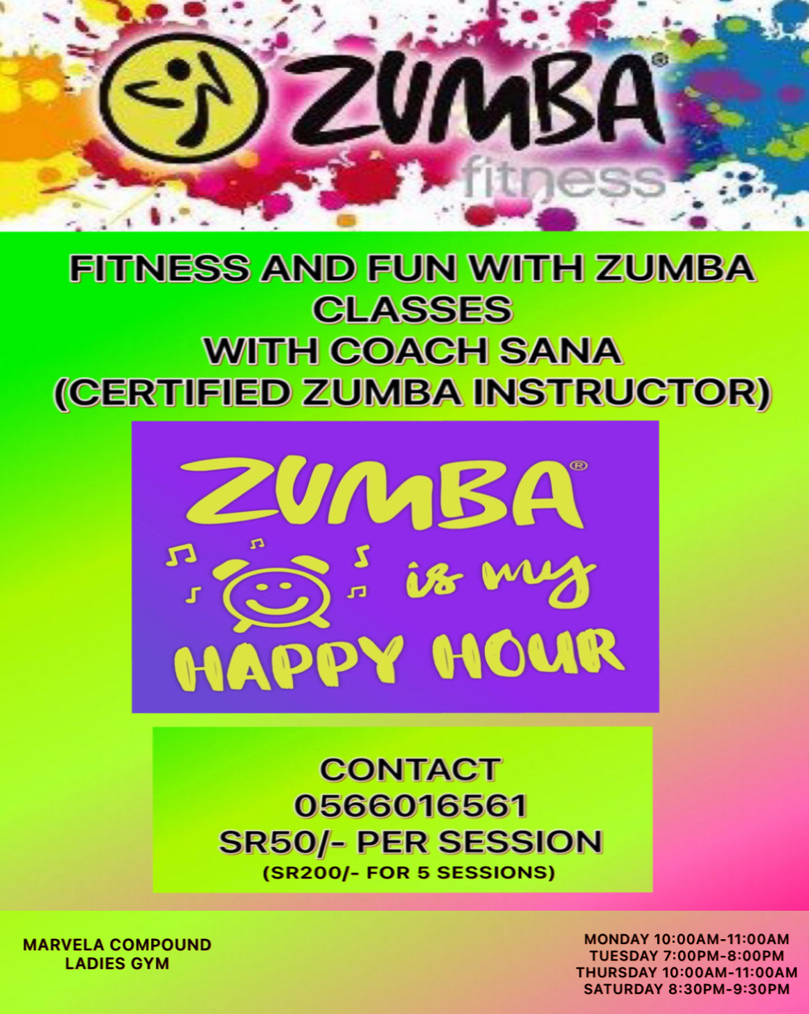 Zumba class at Marvela Community with Sana Qasim